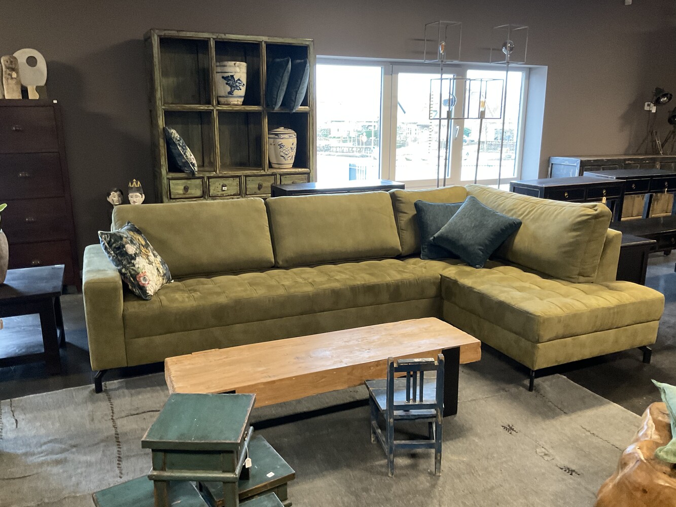 Bank Mantova 3 zits met lounge mosgroen - Showroombanken - Op zoek naar ...