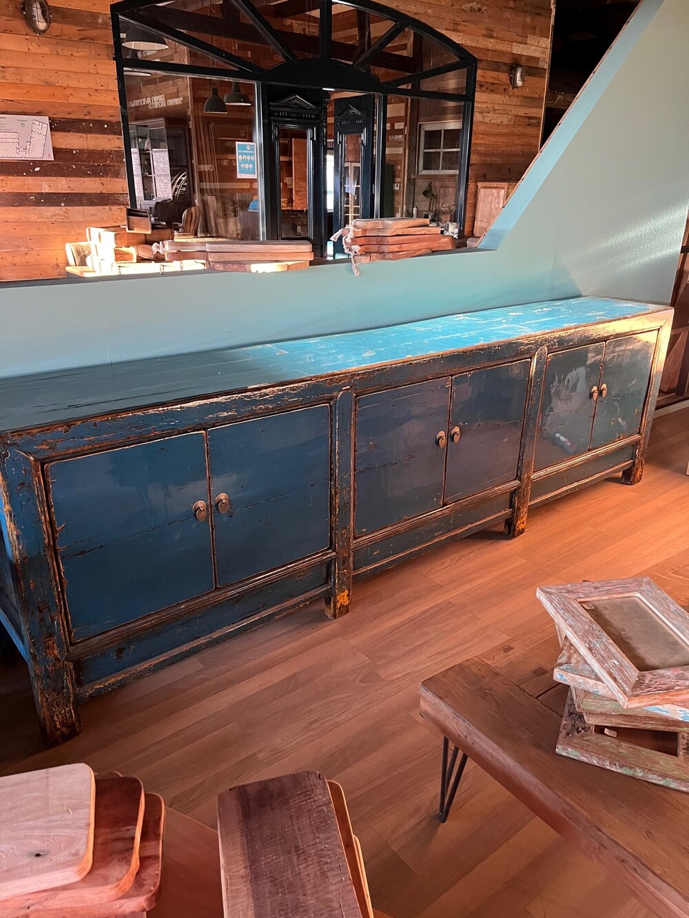Mooie grote Chinese Dressoir turquoise - Dressoirs Gelakt Hoogglans ...